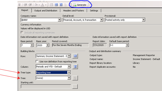 Creating reporting trees in Management Reporter