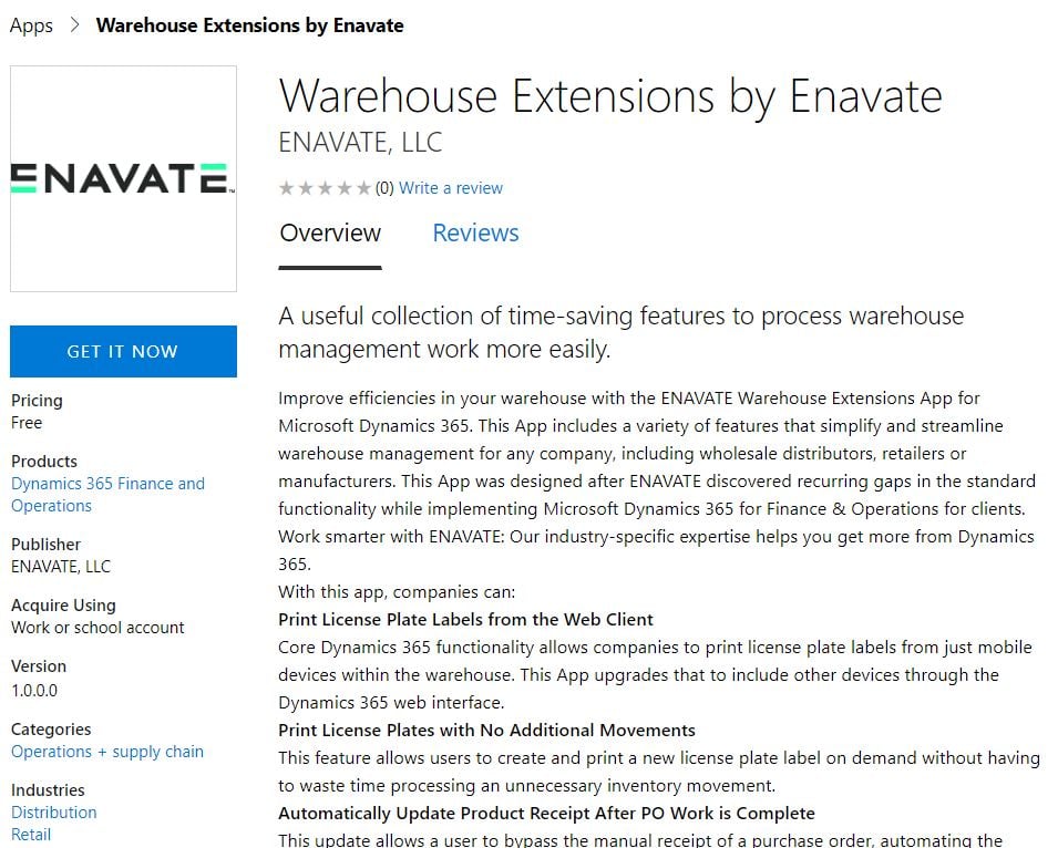 ENAVATE Launches Microsoft Dynamics 365 Warehouse Extensions App